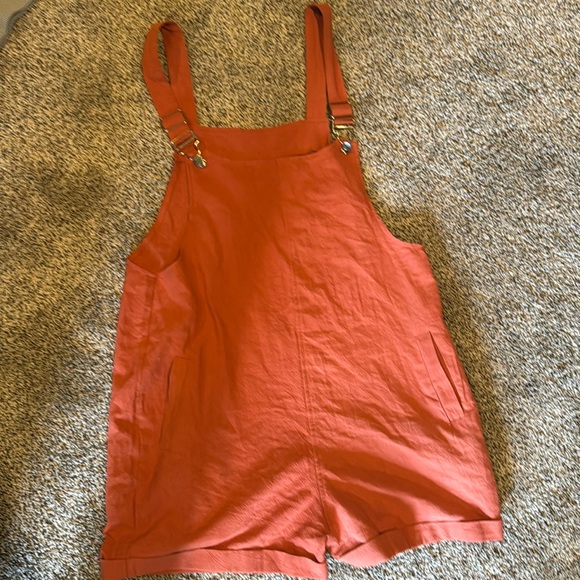 Tops | Brand New Oversized Burnt Orange Overalls With Pockets | Poshmark